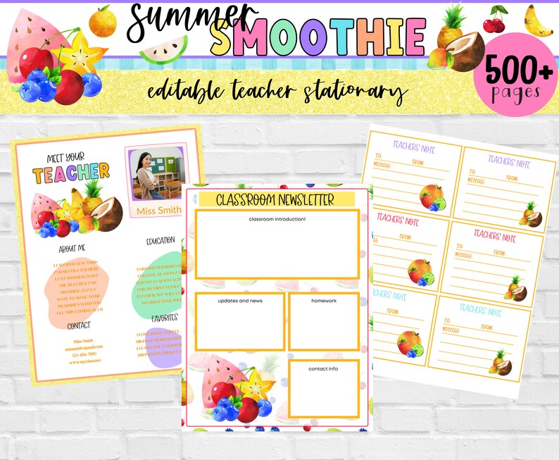 Bright Summer Fruit Editable CLASSROOM DECOR Bundle - Etsy