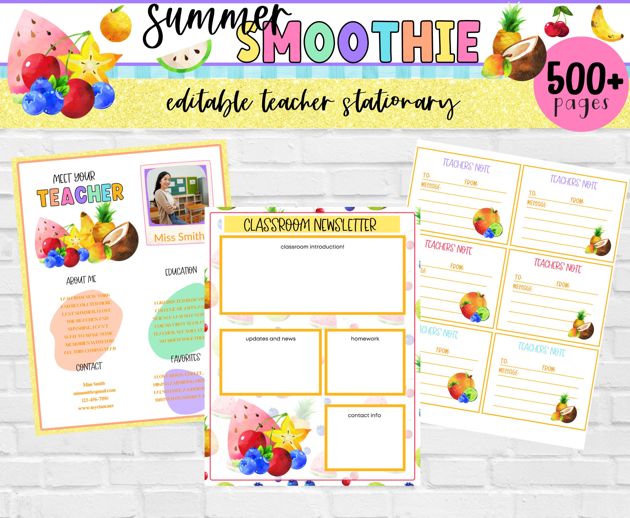 Bright Summer Fruit Editable CLASSROOM DECOR Bundle - Etsy