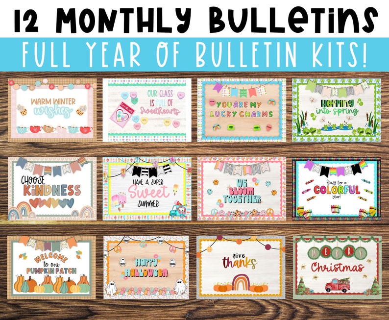 Editable Bulletin KITS 12 Monthly Bulletin Ideas. Holiday - Etsy