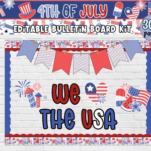 4th of July Theme Editable Holiday Classroom Decor Bundle | Modern ...