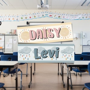 MODERN RAINBOW Editable Student Desk Plate. Student Name Tags. Calm ...