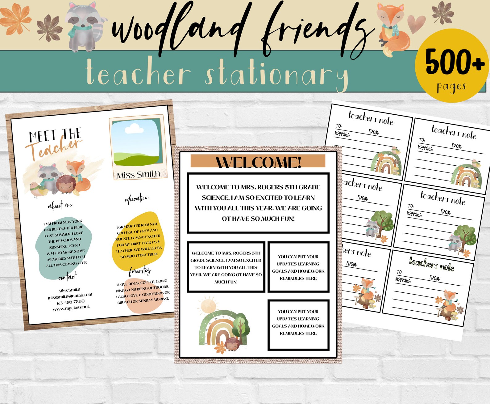 Woodland Animals Editable CLASSROOM DECOR Bundle Elementary - Etsy