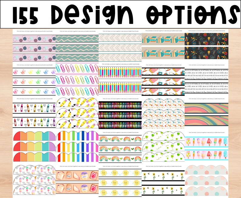 Solid and Pattern Bulletin Board Borders Bundle. 200 Designs - Etsy