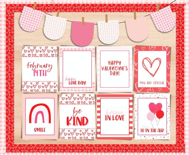 Valentine Bulletin Board Kit Printable. Heart Day Classroom Decor ...