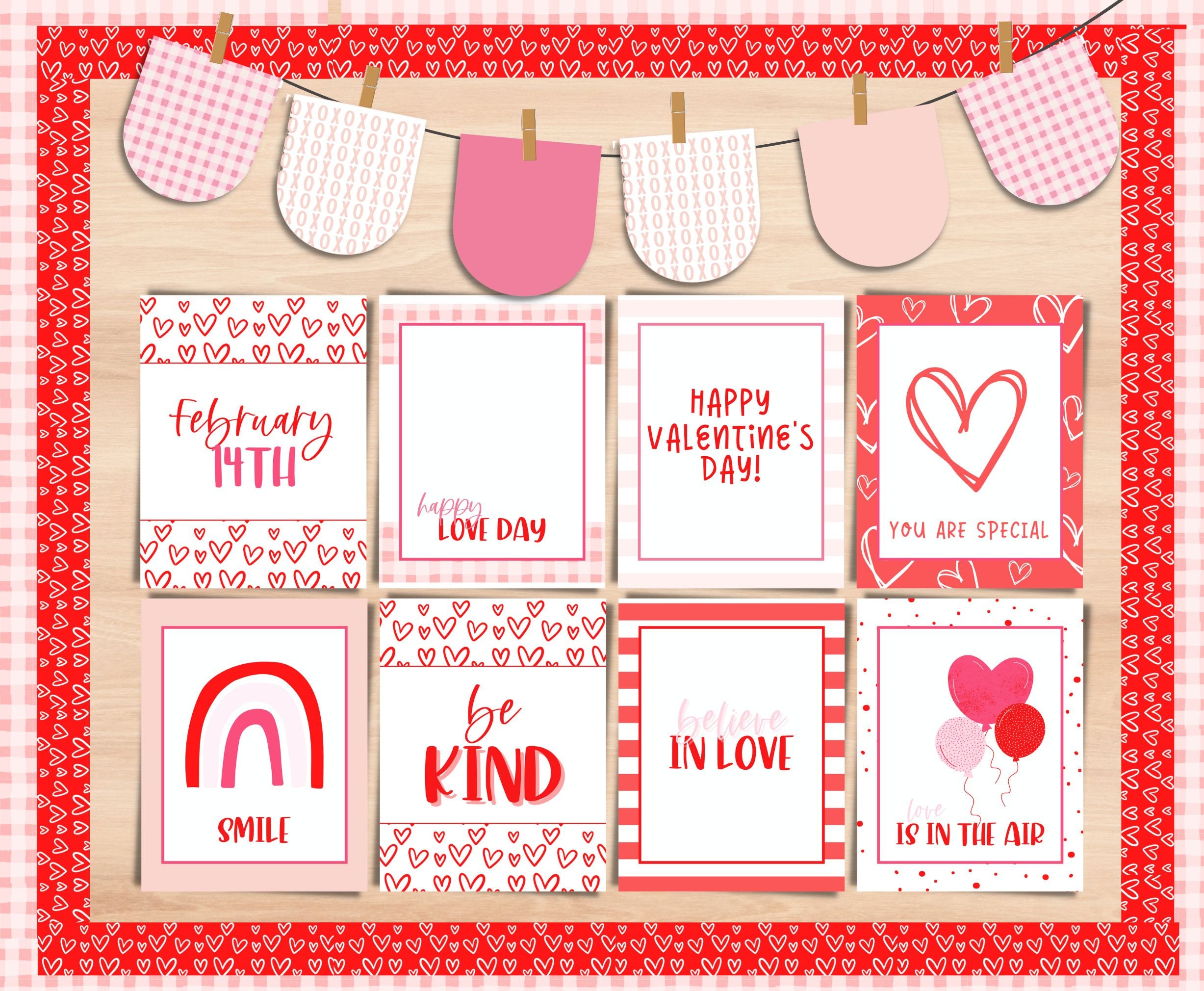 Valentine Bulletin Board Kit Printable. Heart Day Classroom Decor ...