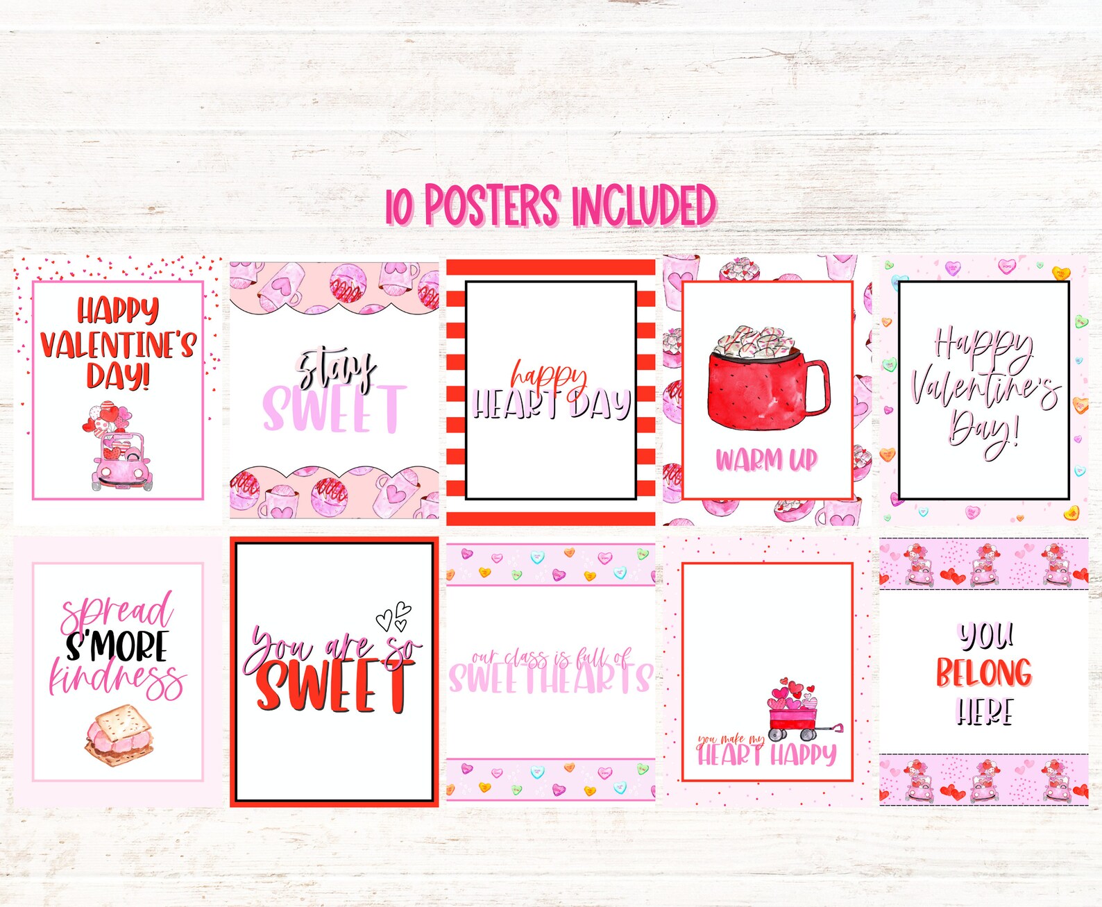 Valentine Bulletin Board Kit Printable. Heart Day Classroom Decor ...