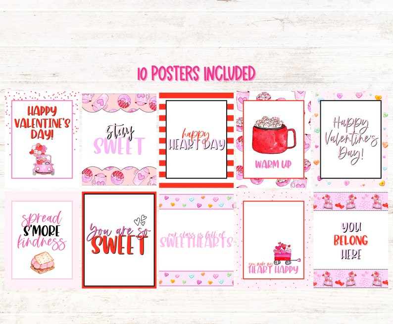 Valentine Bulletin Board Kit Printable. Heart Day Classroom Decor ...