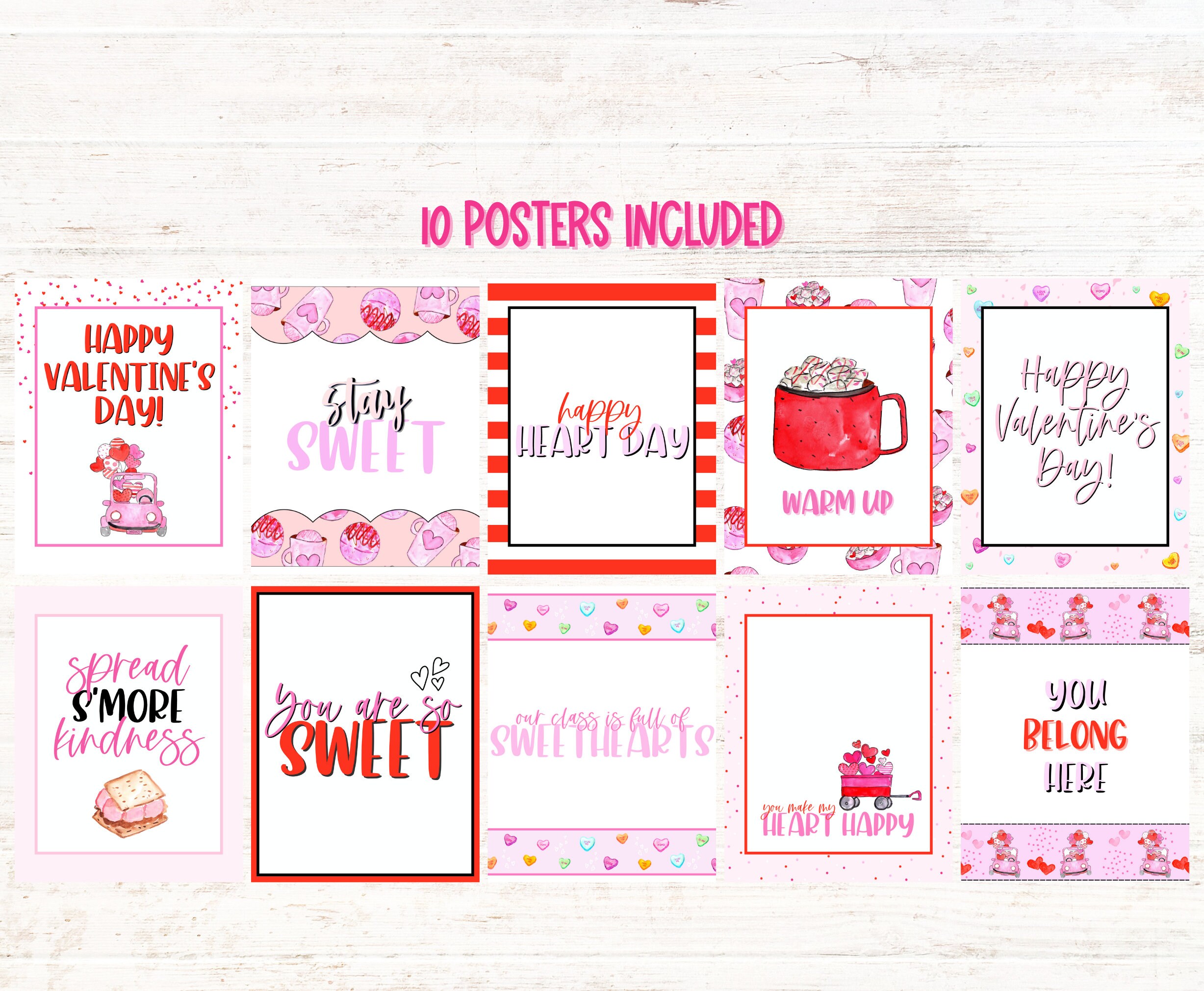 Valentine Bulletin Board Kit Printable. Heart Day Classroom Decor ...