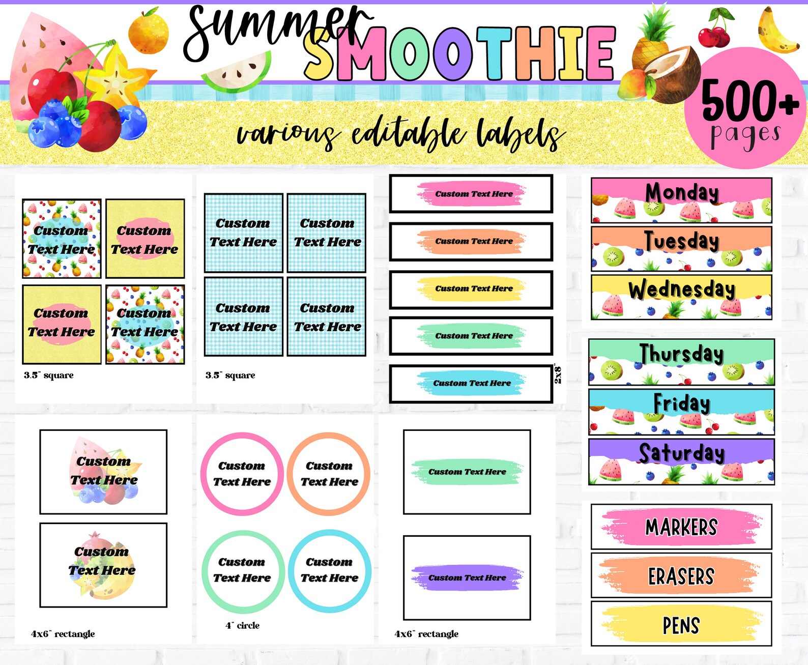 Bright Summer Fruit Editable CLASSROOM DECOR Bundle - Etsy