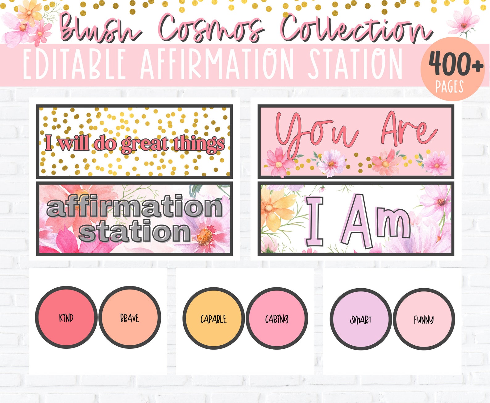 Pink & Floral Editable CLASSROOM DECOR Bundle Elementary - Etsy