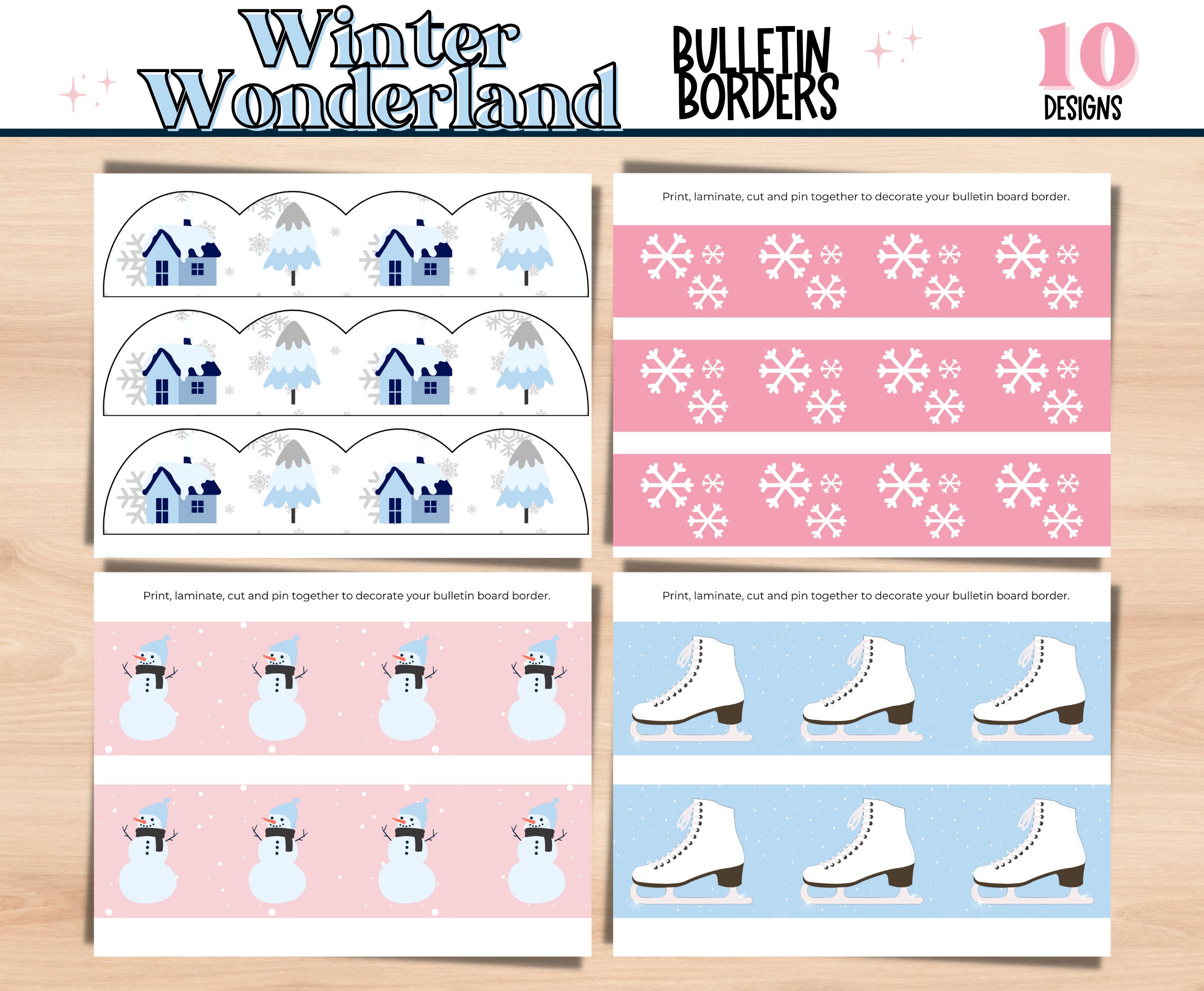 Winter Wonderland Bulletin Board Borders. January Printable Classroom ...