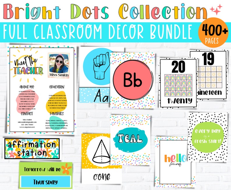 Bright Dots CLASSROOM DECOR Full Bundle Meet the Teacher - Etsy