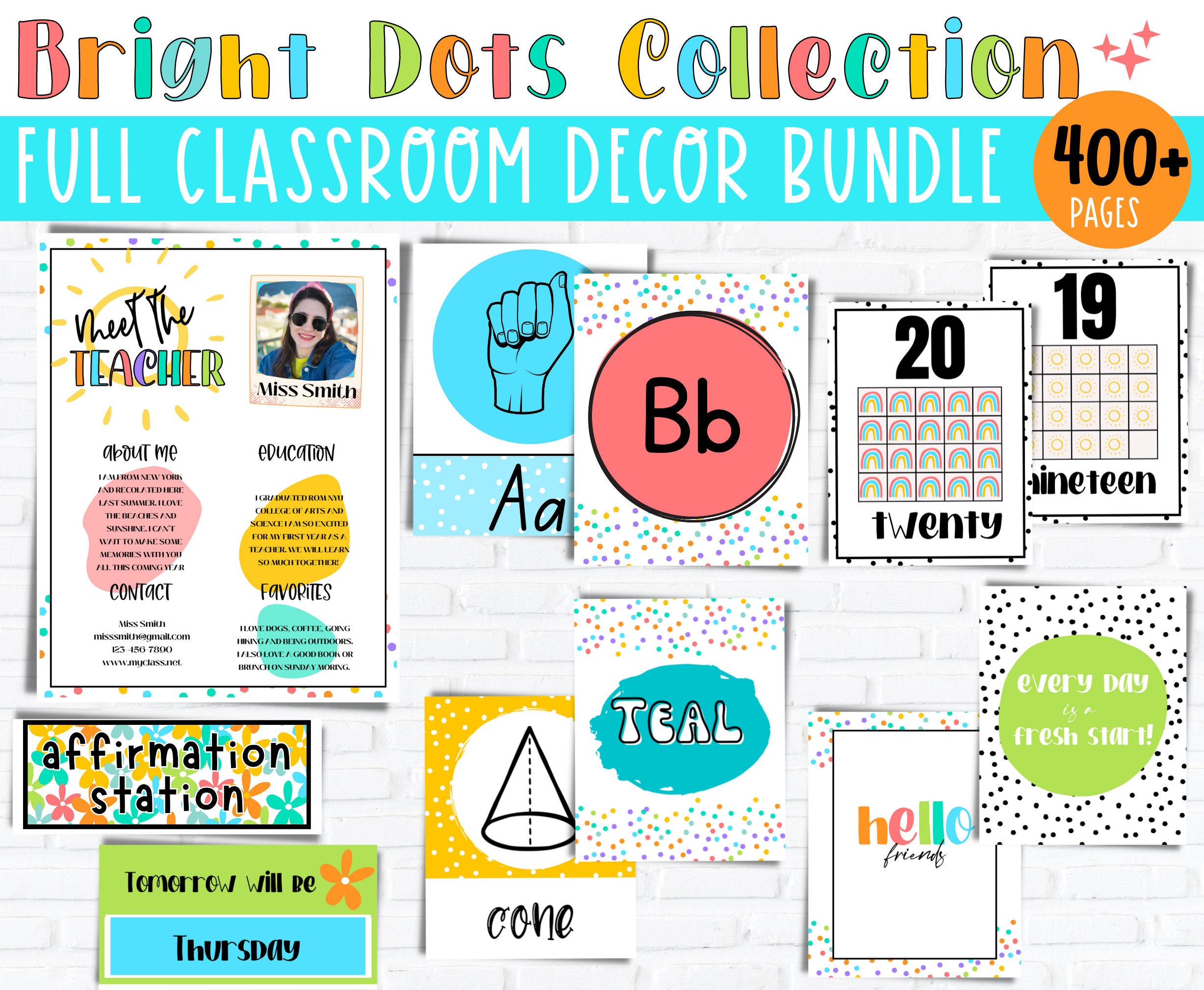 Bright Dots CLASSROOM DECOR Full Bundle Meet the Teacher - Etsy