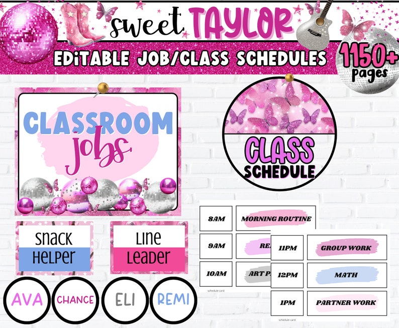 SWEET TAYLOR Retro Butterfly Country Disco Theme Editable Classroom ...