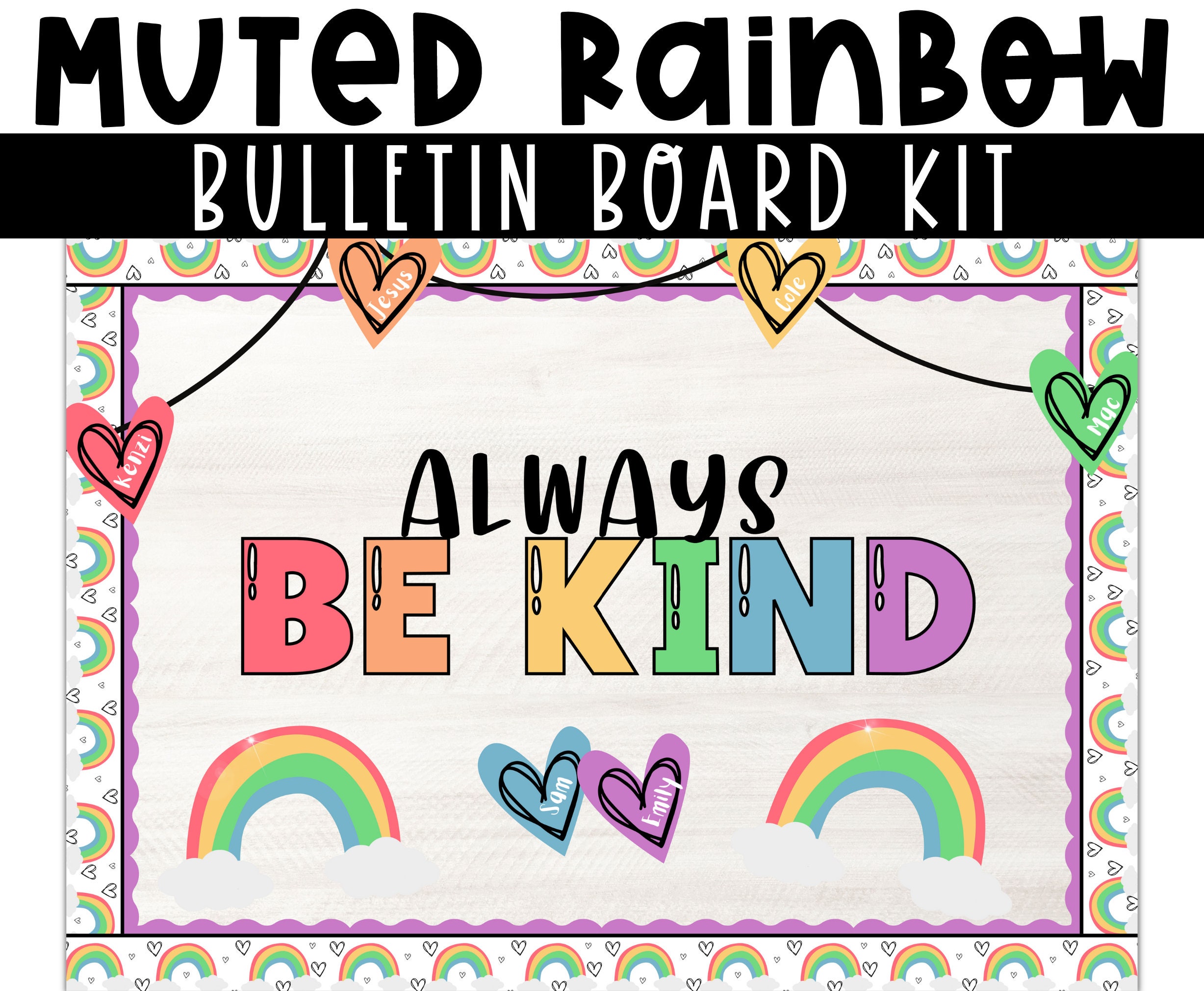 Rainbow Bulletin Board Kit Back to School Editable Bulletin - Etsy