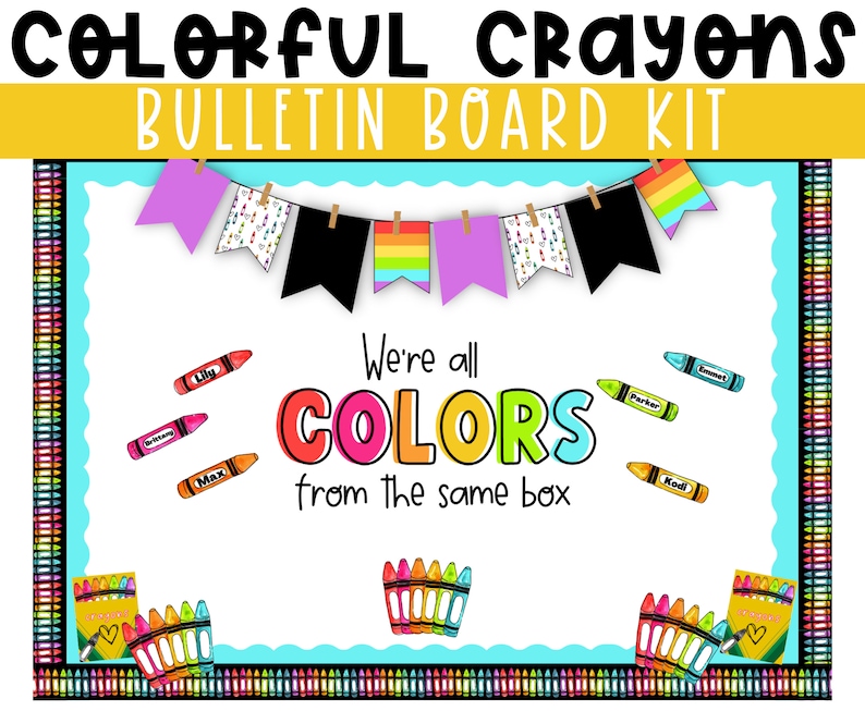 DIVERSITY Crayon Colorful Bulletin Board Kit Colorful Classroom ...