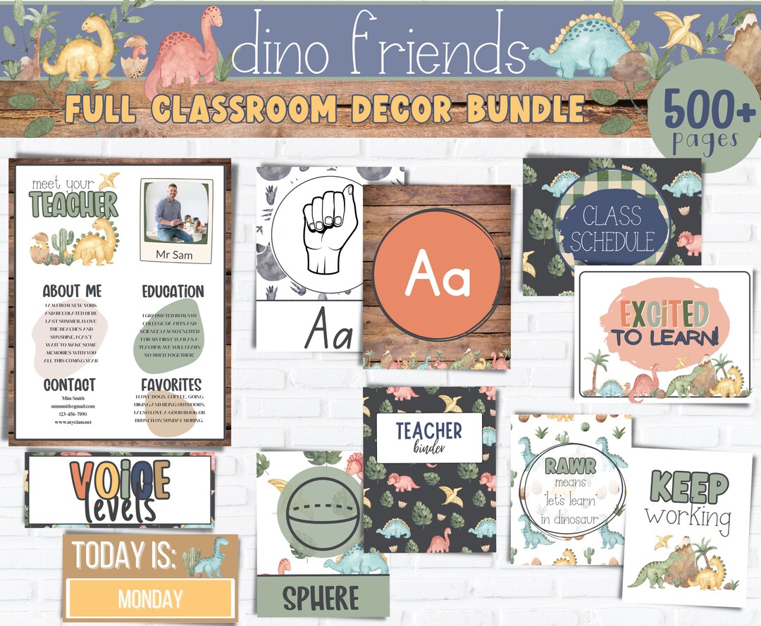 Dinosaur Editable CLASSROOM DECOR Bundle Elementary - Etsy