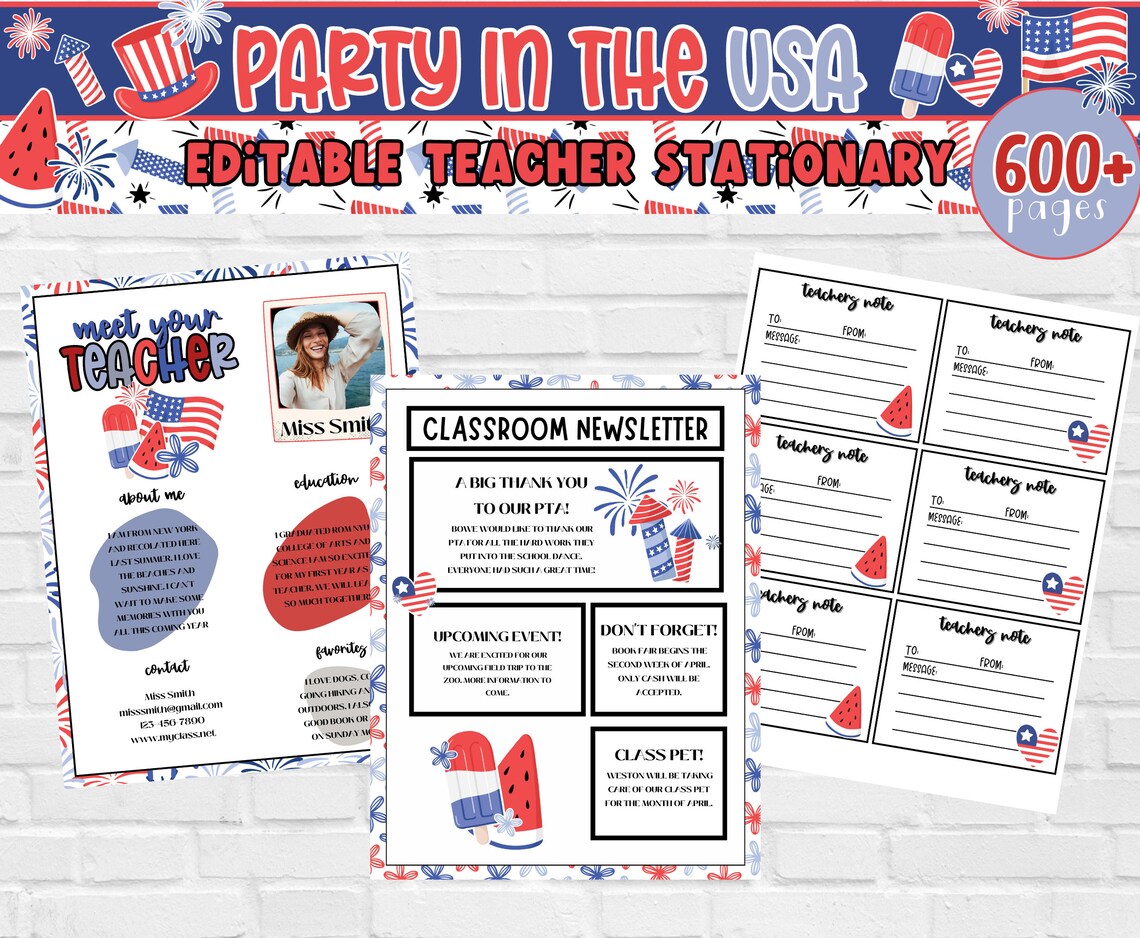 USA American Theme Editable CLASSROOM DECOR Bundle | Elementary ...
