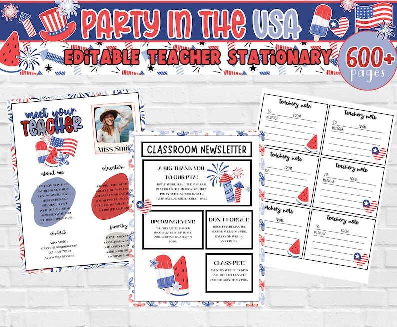 USA American Theme Editable CLASSROOM DECOR Bundle | Elementary ...