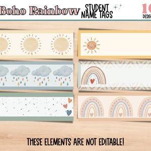 MODERN RAINBOW Editable Student Desk Plate. Student Name Tags. Calm ...