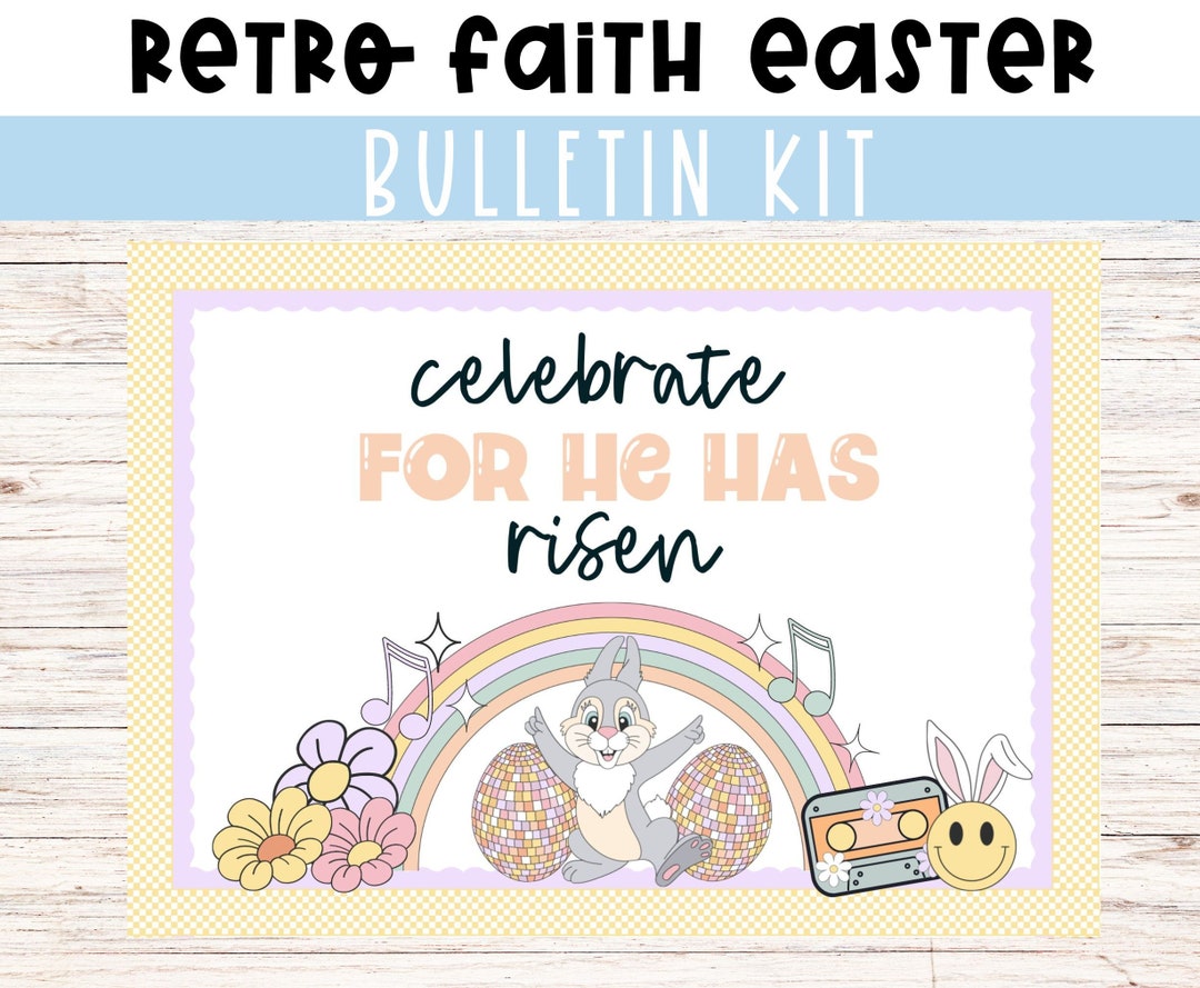 Groovy Easter Bunny Spring Bulletin Kit. Retro Easter Bulletin Kit ...