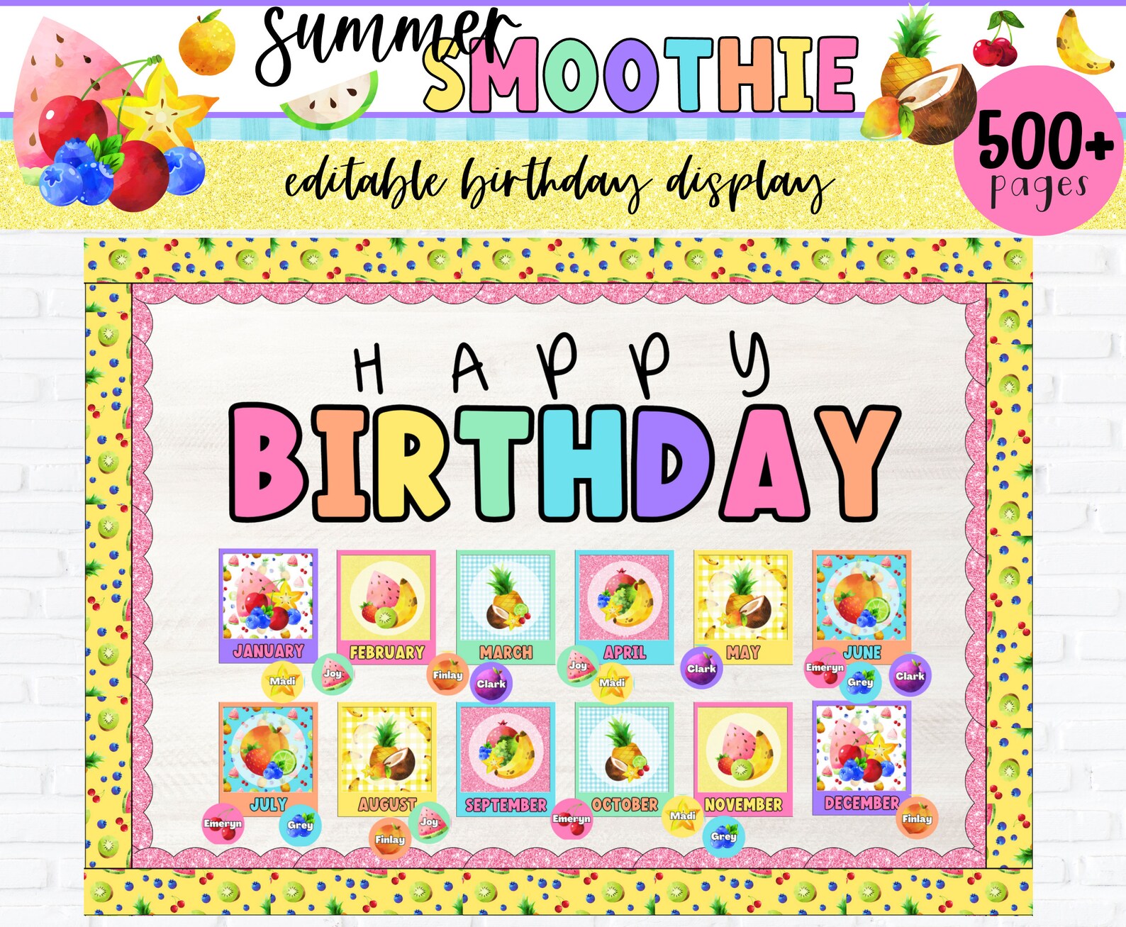 Bright Summer Fruit Editable CLASSROOM DECOR Bundle | Elementary Class ...