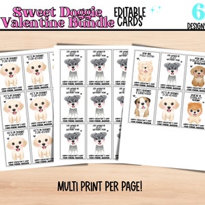 Pet Themed Printable Valentine's Day Cards. Editable Puppy Classroom ...