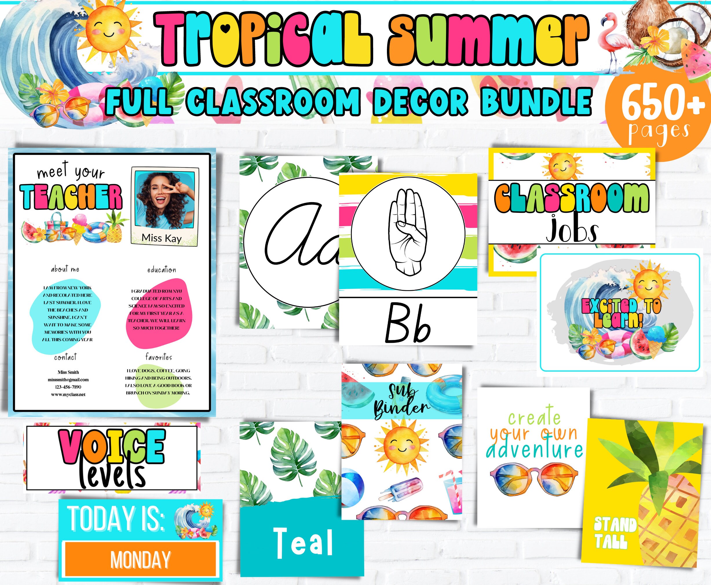 Bright Tropical Summer CLASSROOM DECOR Bundle Elementary - Etsy