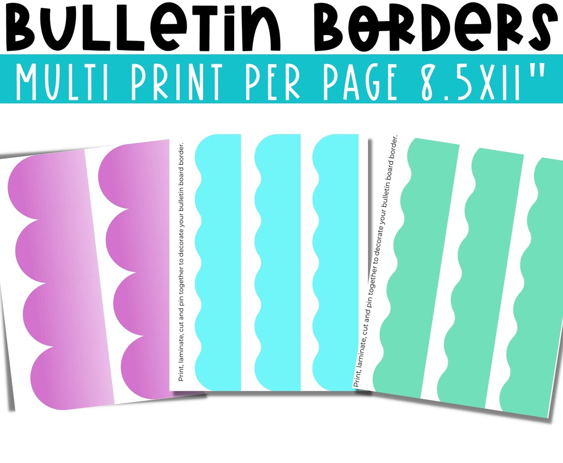 Solid Bulletin Board Borders Bundle. 55 COLORS Modern Printable ...