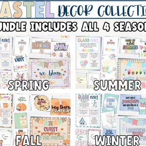Seasonal Pastel Editable Classroom Decor Bundle | Modern Elementary ...
