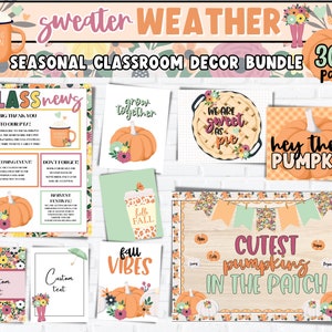 Pastel Pumpkin Fall Theme Editable Classroom Decor Bundle | Fall Slides ...