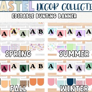Seasonal Pastel Editable Classroom Decor Bundle | Modern Elementary ...