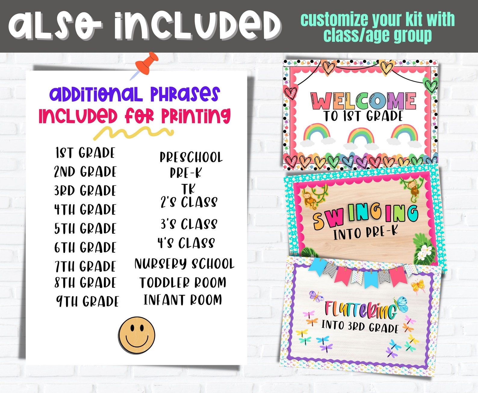 Rainbow Bulletin Board Kit Back to School Editable Bulletin - Etsy