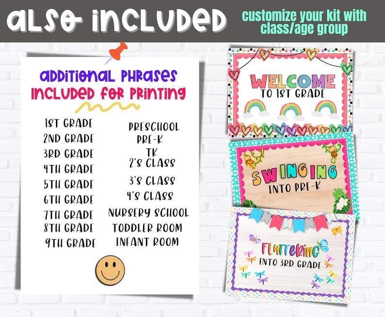 Rainbow Bulletin Board Kit Back to School Editable Bulletin - Etsy
