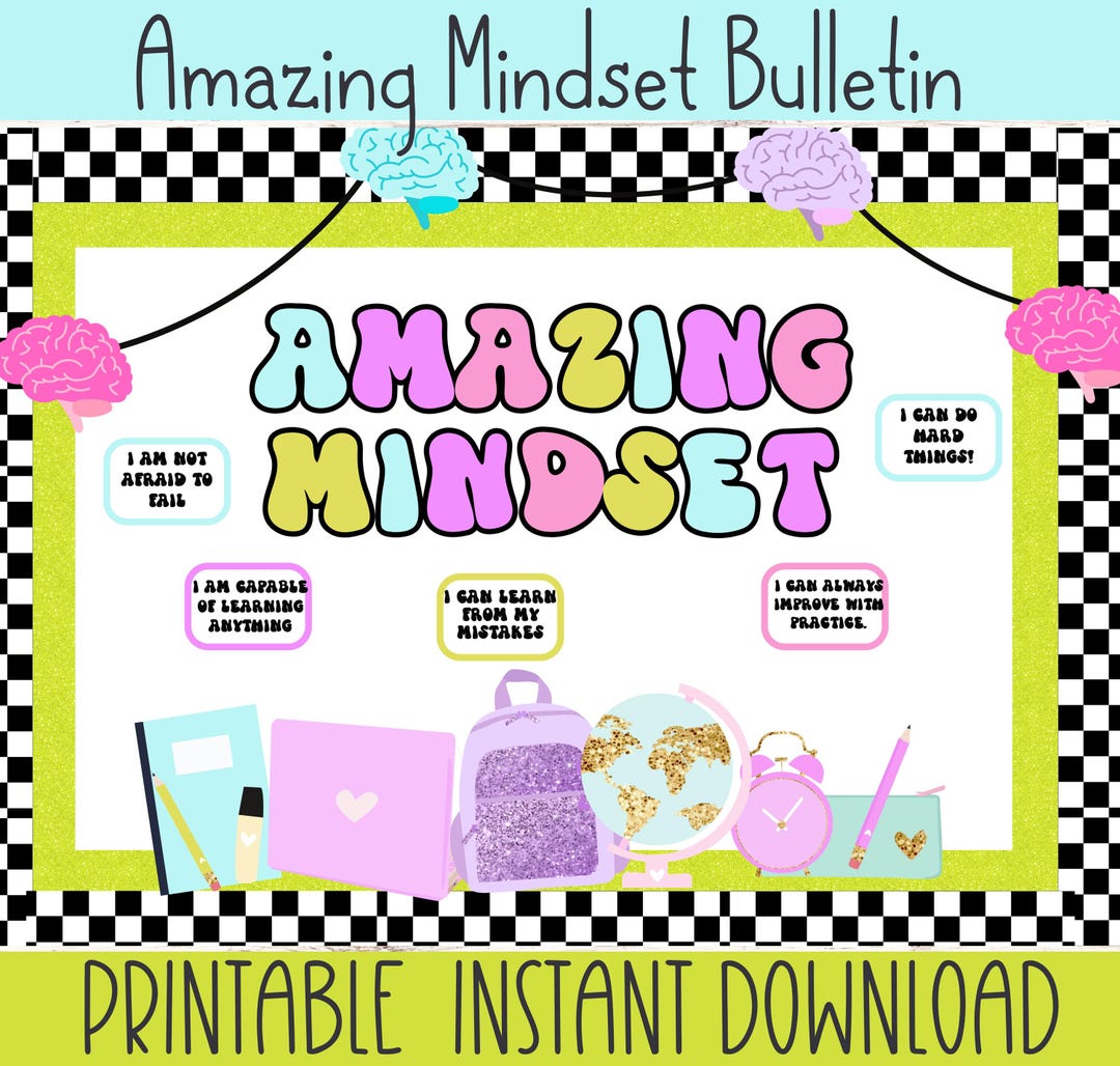 Amazing Mindset Bulletin Board Kit. Printable Student Affirmations ...