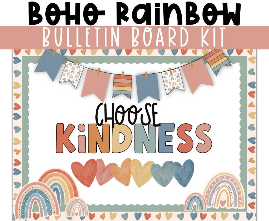 Boho Rainbow Back to School Bulletin Board Kit | Easy and Modern ...