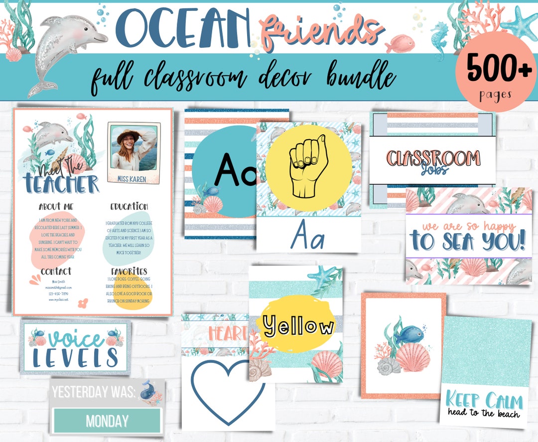 Ocean Sea Life Editable CLASSROOM DECOR Bundle | Elementary Classroom ...