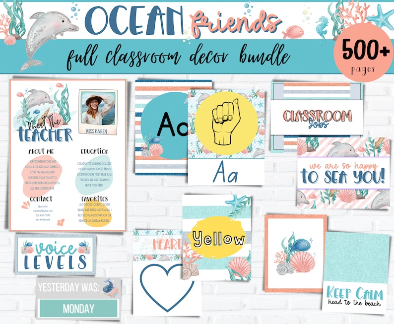 Ocean Sea Life Editable CLASSROOM DECOR Bundle Elementary - Etsy