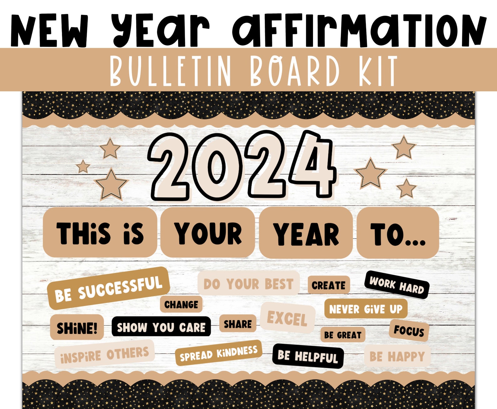 Daily Affirmation Bulletin Board Kit Printable Boho Bulletin - Etsy