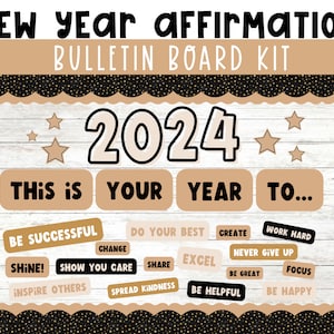 Daily Affirmation Bulletin Board Kit Printable Boho Bulletin Borders ...