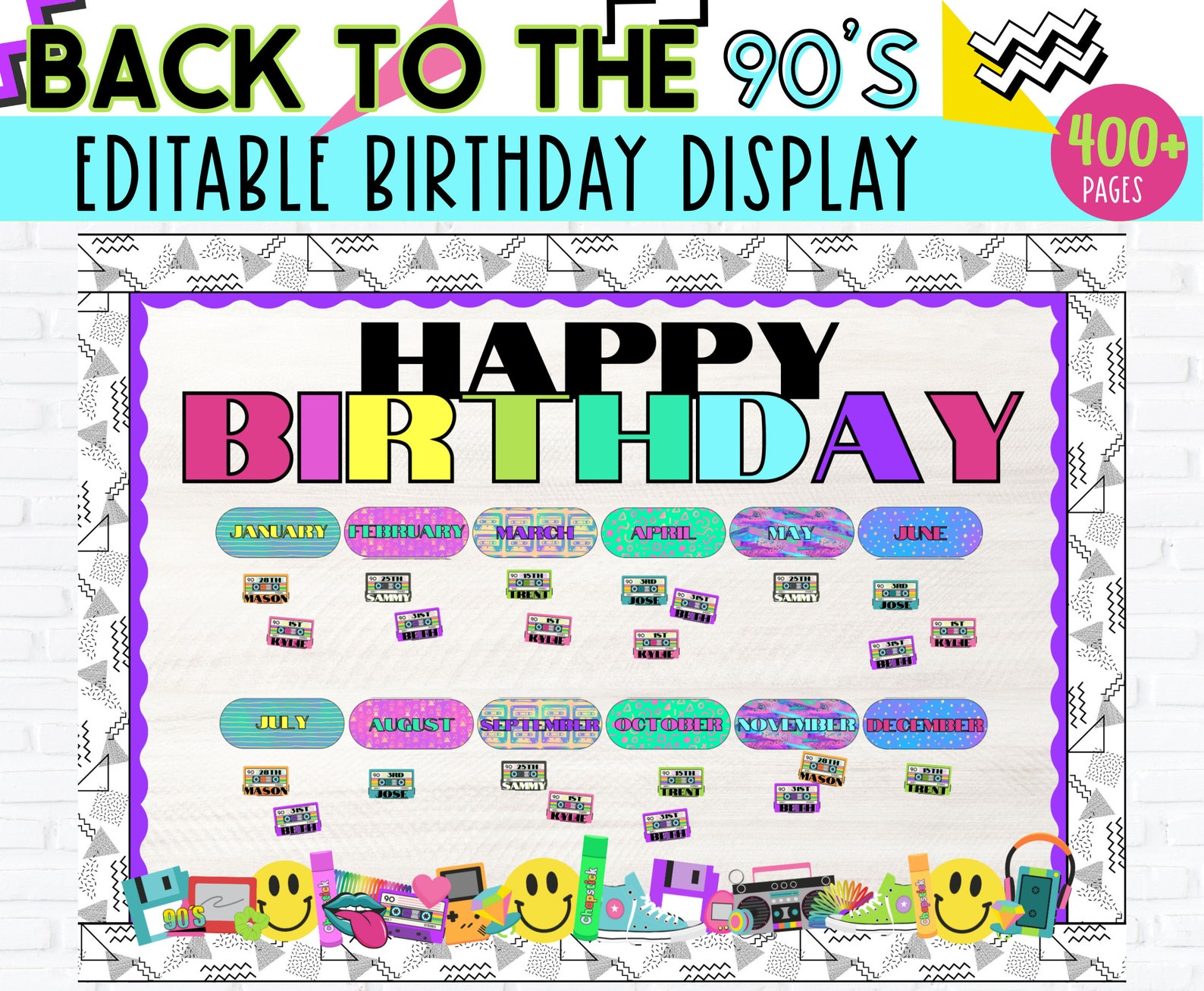 90's Theme Editable CLASSROOM DECOR Bundle Elementary - Etsy