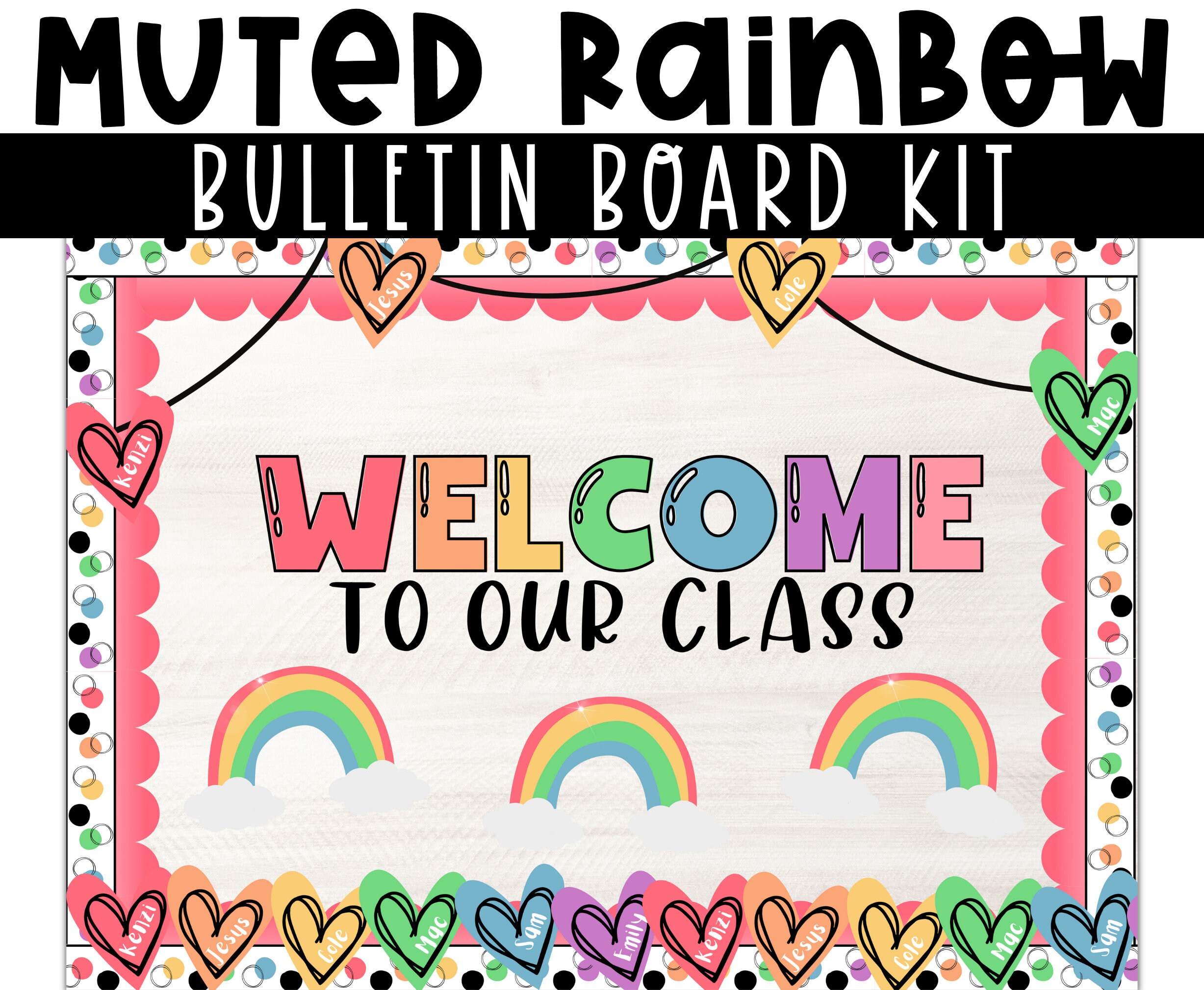 Rainbow Bulletin Board Kit Back to School Editable Bulletin - Etsy
