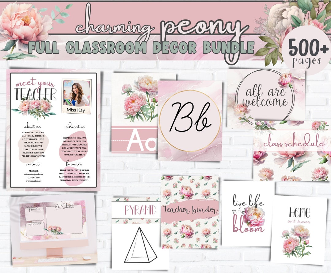 Pink Floral Editable CLASSROOM DECOR Bundle | Elementary Classroom ...