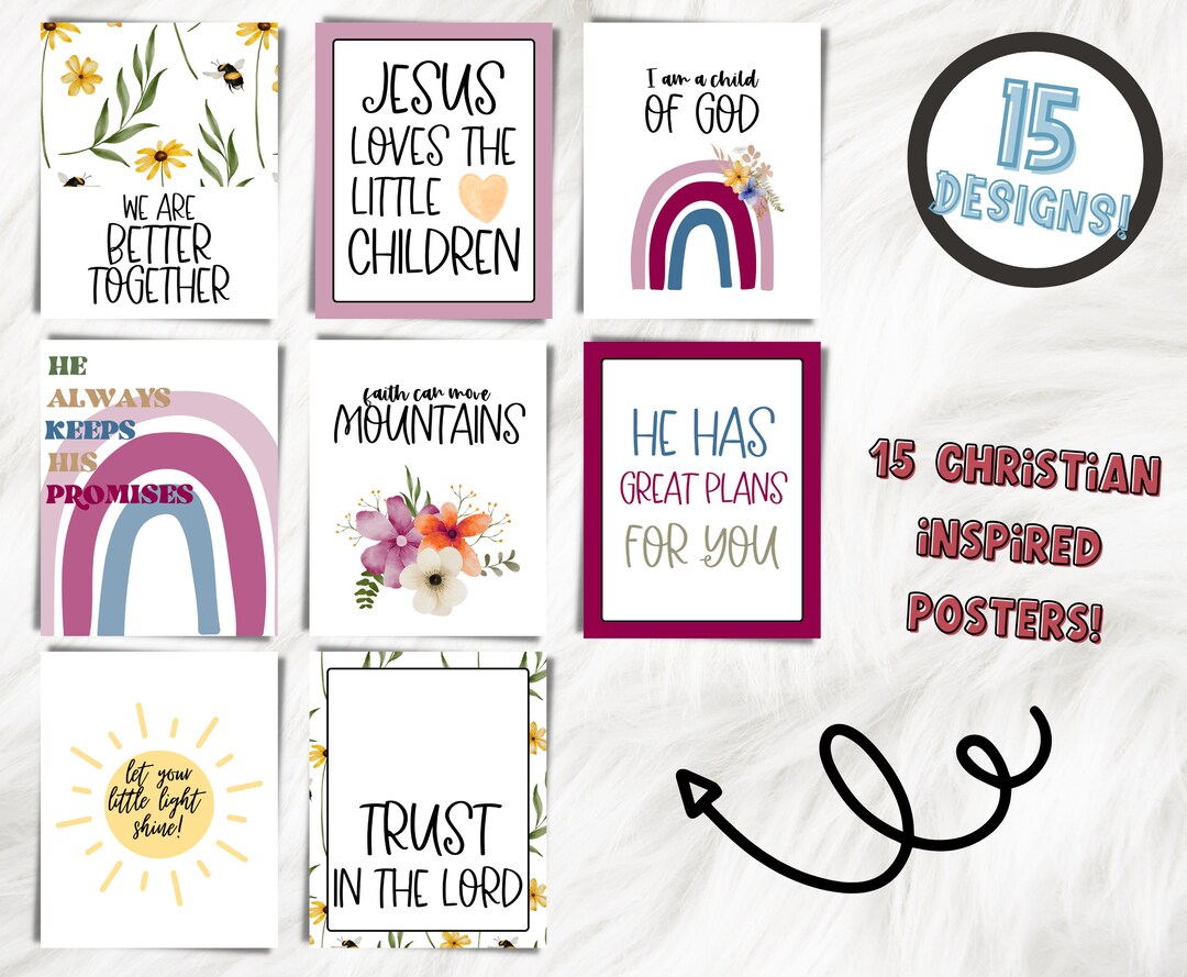 Christian Sunday School Poster Bundle | Sunday Preschool Decor ...