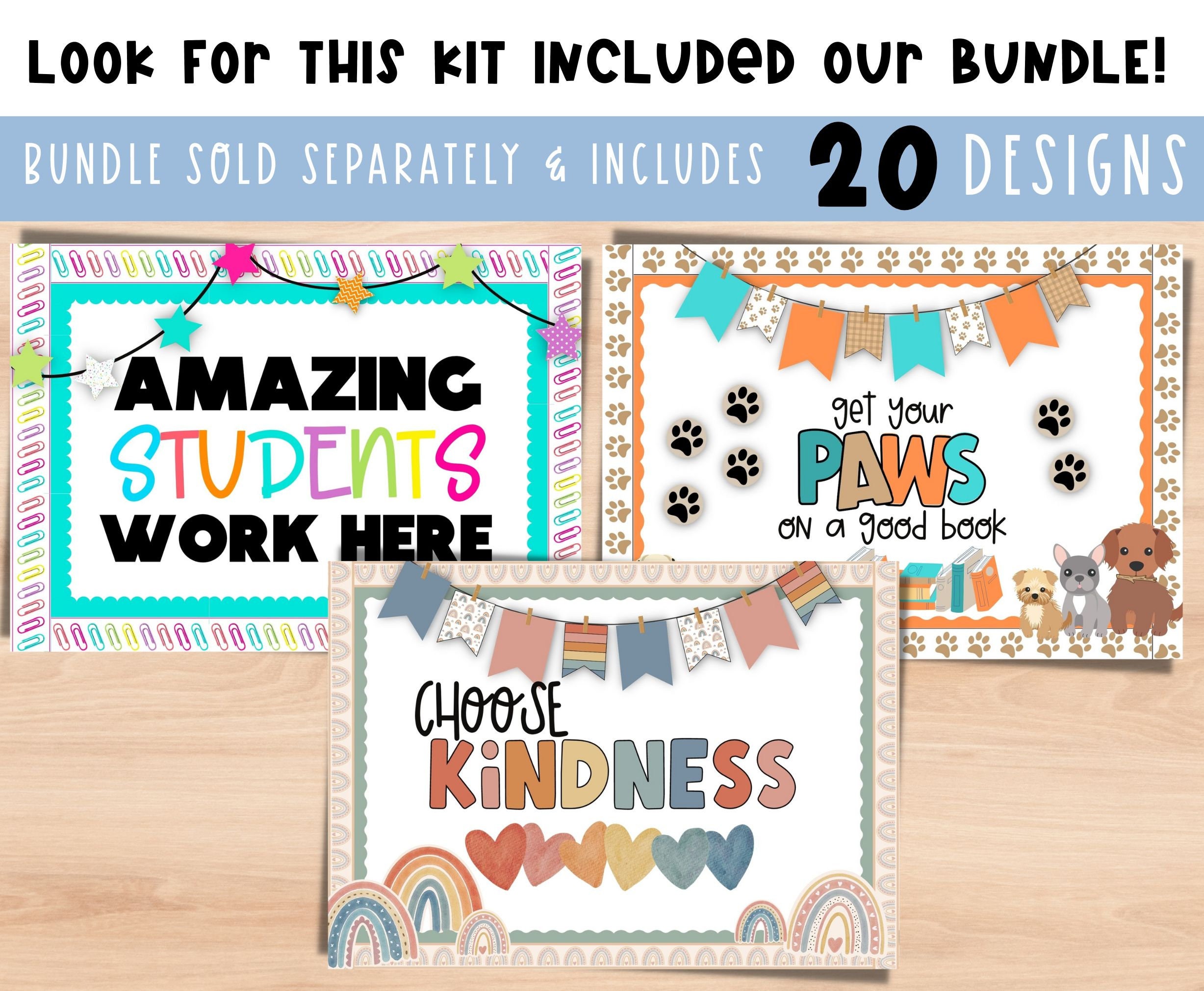 Boho Rainbow Back to School Bulletin Board Kit Easy and - Etsy