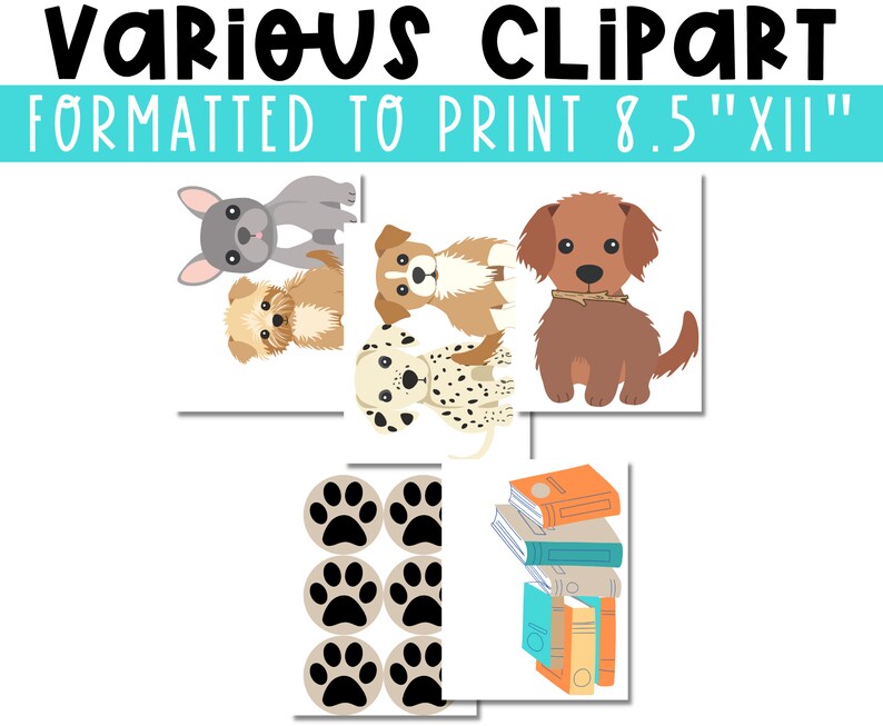 Library Book Dog Back to School Bulletin Board Kit Easy and - Etsy