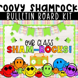 Groovy Retro Shamrock St. Patrick's Day Bulletin Board Kit | Easy and ...