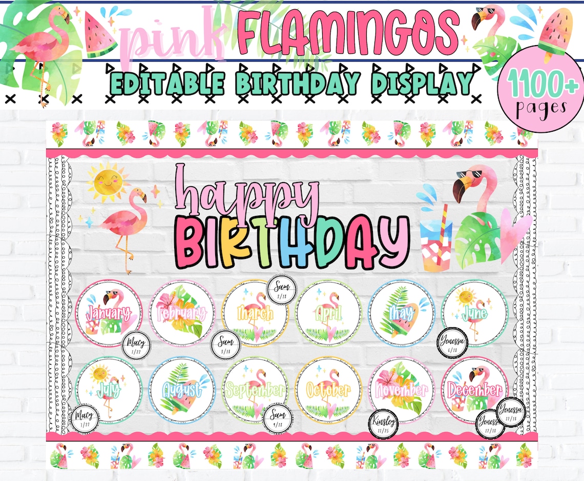 Flamingo Summer Theme Editable CLASSROOM DECOR Bundle | Elementary ...