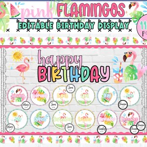 Flamingo Summer Theme Editable CLASSROOM DECOR Bundle | Elementary ...