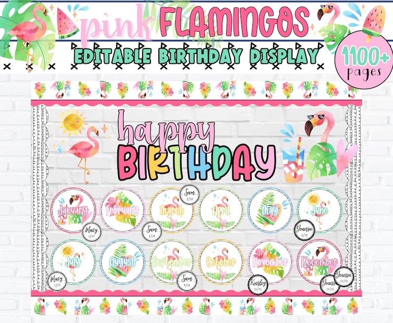 Flamingo Summer Theme Editable CLASSROOM DECOR Bundle | Elementary ...